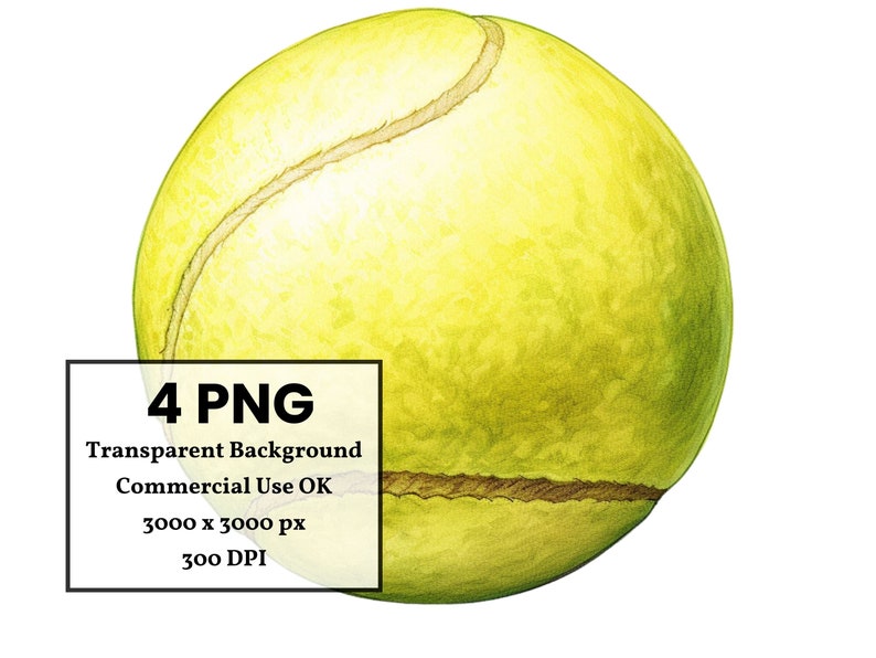 Watercolor Tennis Ball Clipart Bundle: Sports Design PNG Files (digital ...