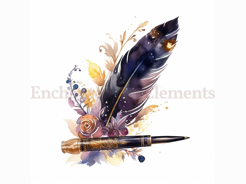Quill Pen Print Art Dark Academia Illustration Commercial Use - Etsy