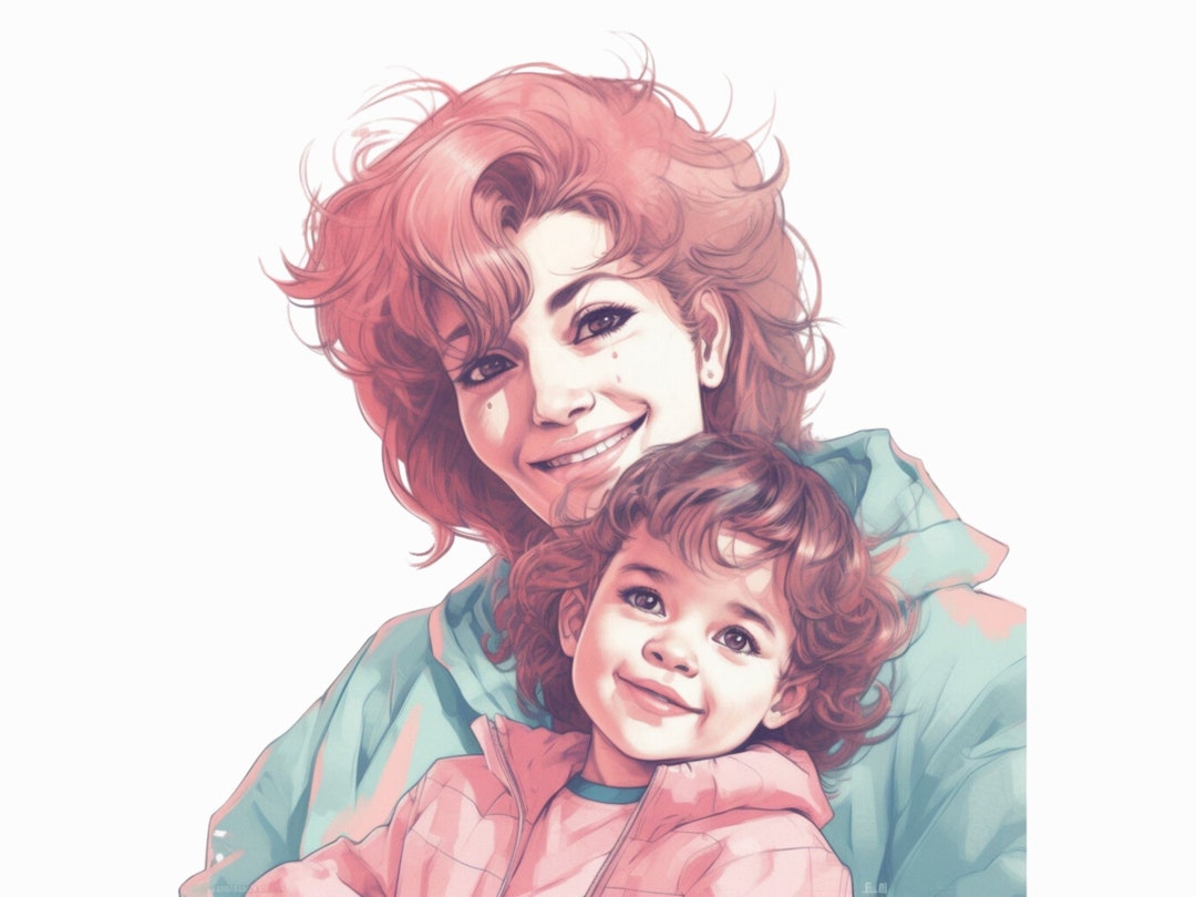 7 Retro Mom And Daughter Clipart Commercial Use Allowed Digital Design