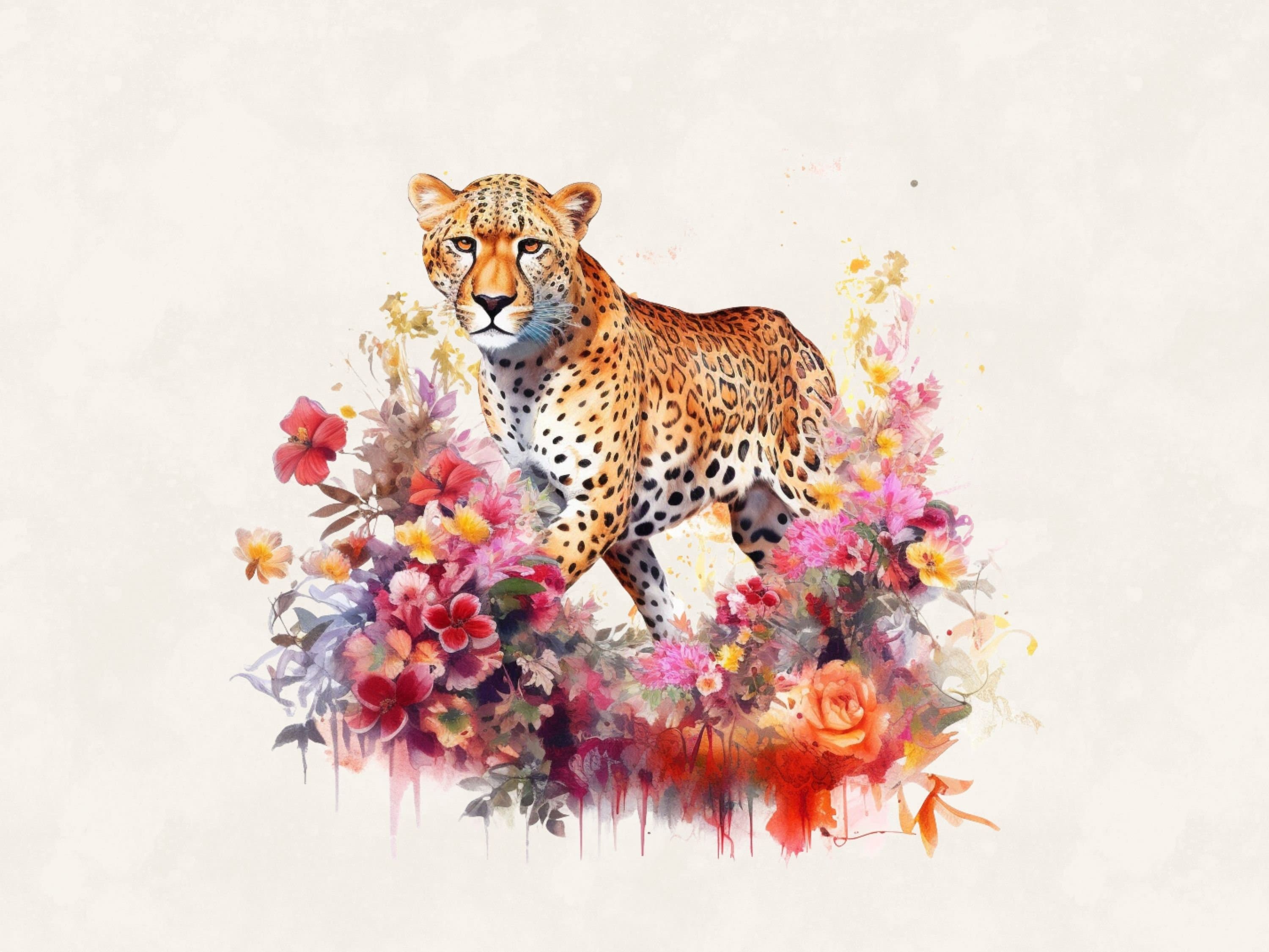 Cheetah Clipart Bundle Commercial Use Watercolor Cheetah in - Etsy