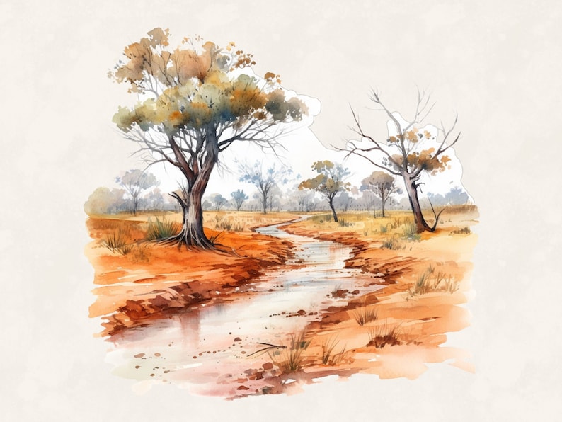 Australian Outback Clipart Landscape Watercolor Illustration - Etsy
