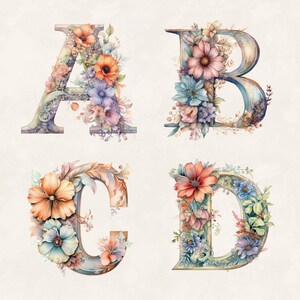Vintage Alphabet Clipart Mega Bundle Pastel Watercolor Commercial Use ...