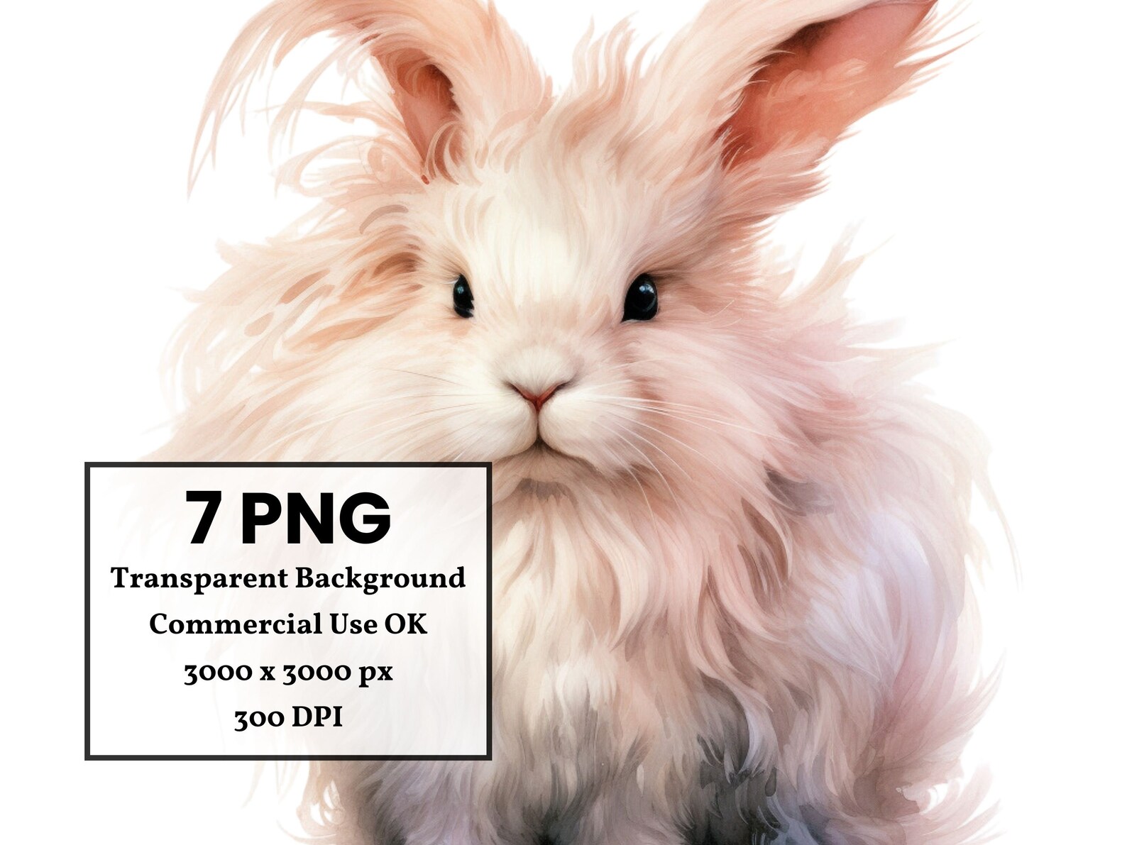 Angora Rabbit Watercolor Clipart: Commercial Use Digital Design ...