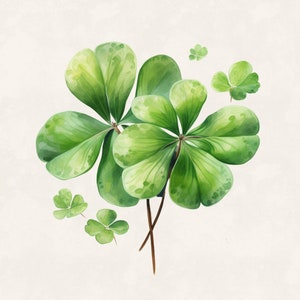 Four Leaf Clover Clipart Bundle Commercial Use Watercolor Four Leaf ...