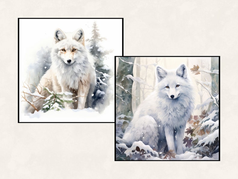 Arctic Fox Clipart Watercolor Illustration Winter Clipart - Etsy