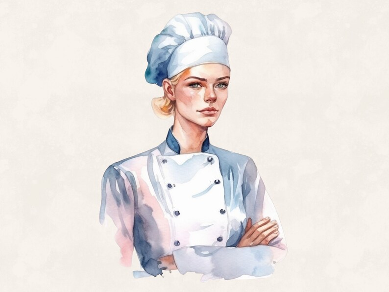Female Chef Watercolor Clipart Bundle Commercial Use Digital - Etsy