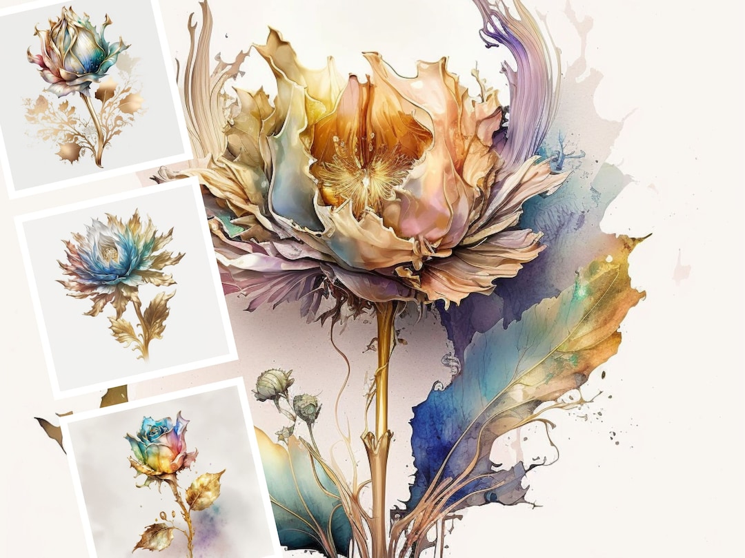 9 Magic Flower Illustration Commercial Use Watercolor Flower ...