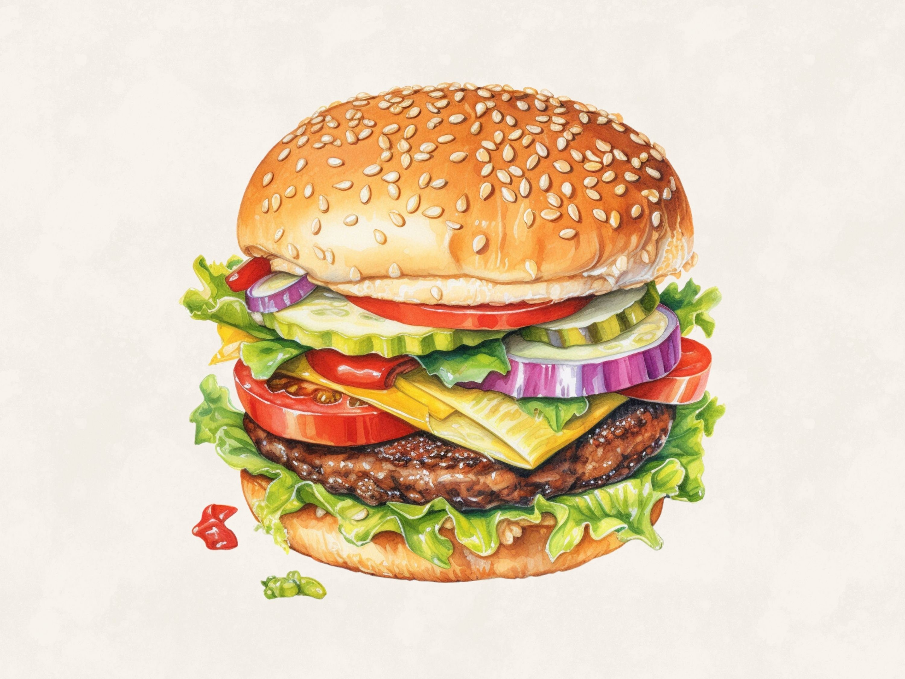 Hamburger Clipart Bundle Commercial Use Watercolor - Etsy Australia