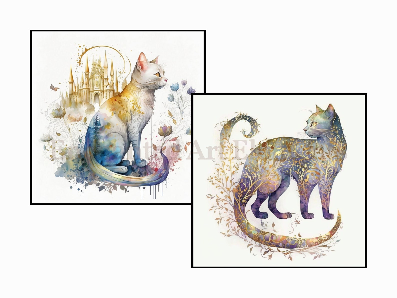 9 Magic Cat Print Art Enchanted Cat Illustration Commercial Use ...