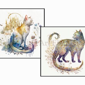 9 Magic Cat Print Art Enchanted Cat Illustration Commercial Use ...