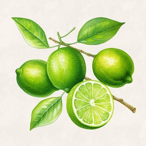 Lime Clipart Bundle Commercial Use Watercolor Limes Fruit Digital ...
