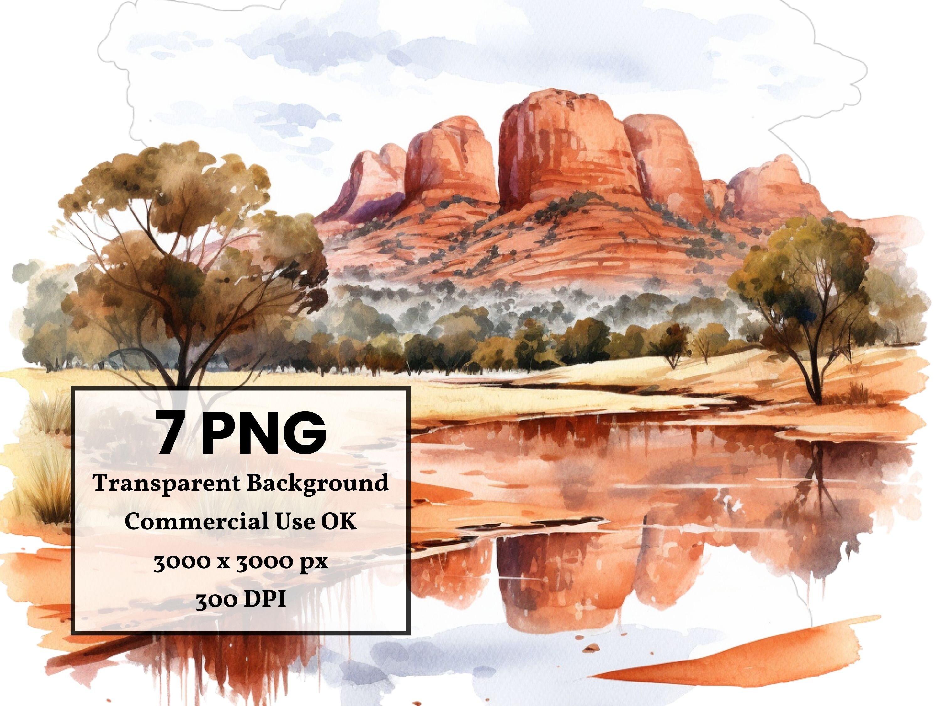 Australian Outback Clipart Landscape Watercolor Illustration - Etsy