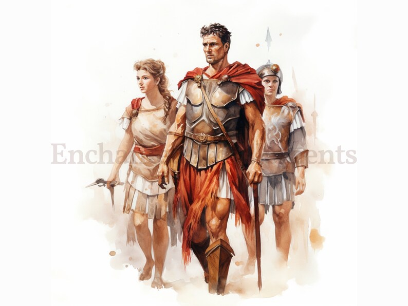 Roman Clipart Watercolor Commercial Use Digital Design Bundle for POD ...