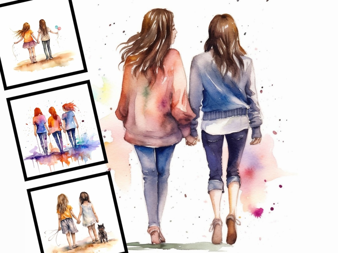 15 Watercolor Best Friends Illustration Nursery Art Commercial Use ...