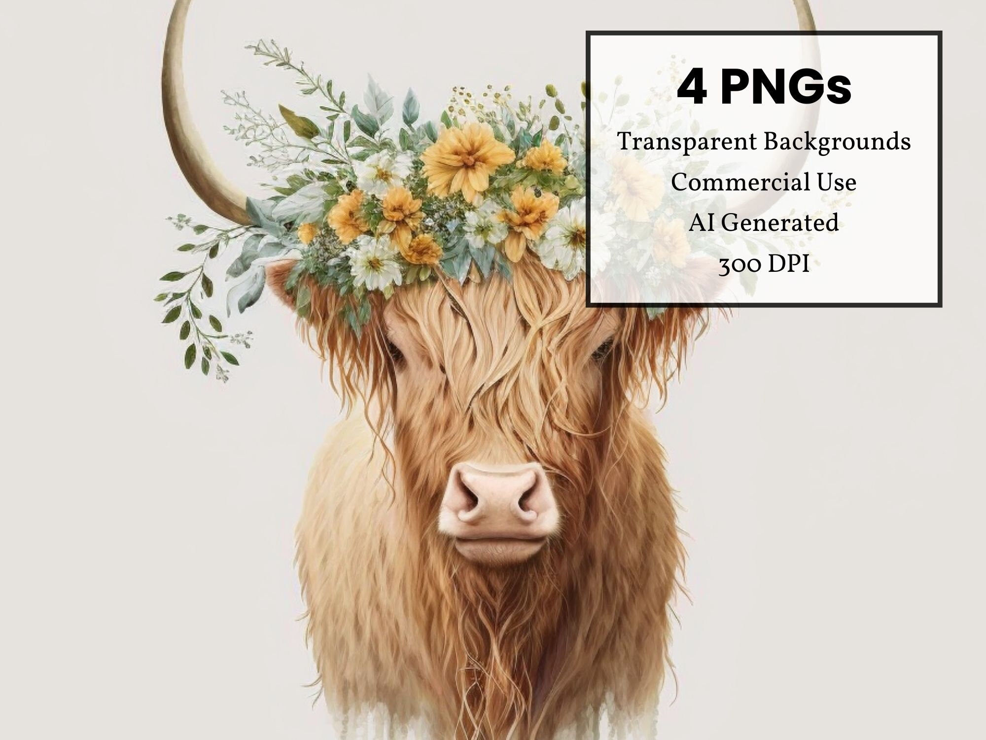 Highland Cow Digital Illustration Commercial Use Digital - Etsy