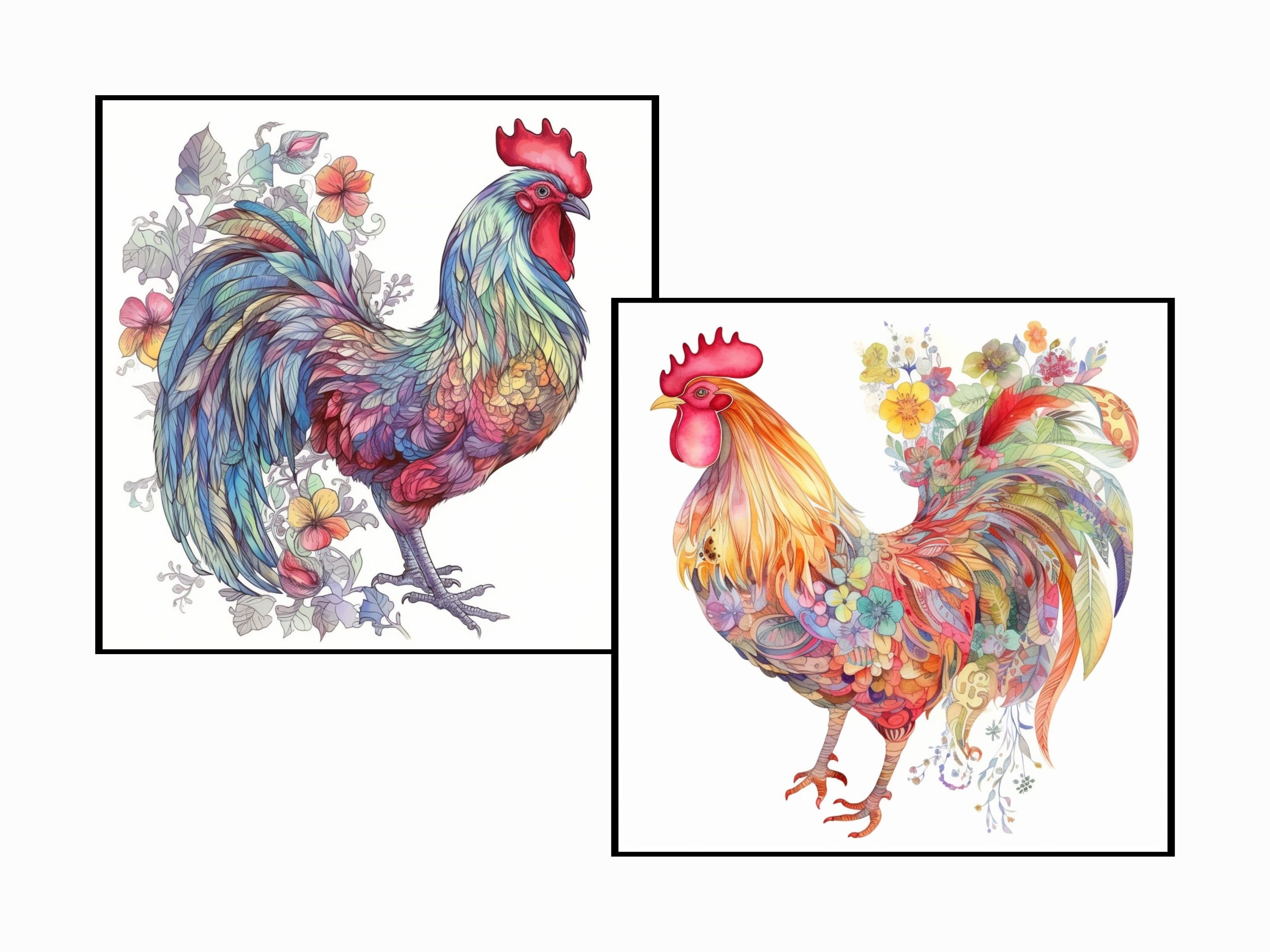 12 Boho Chicken Clipart Watercolor Illustration Commercial Use - Etsy ...