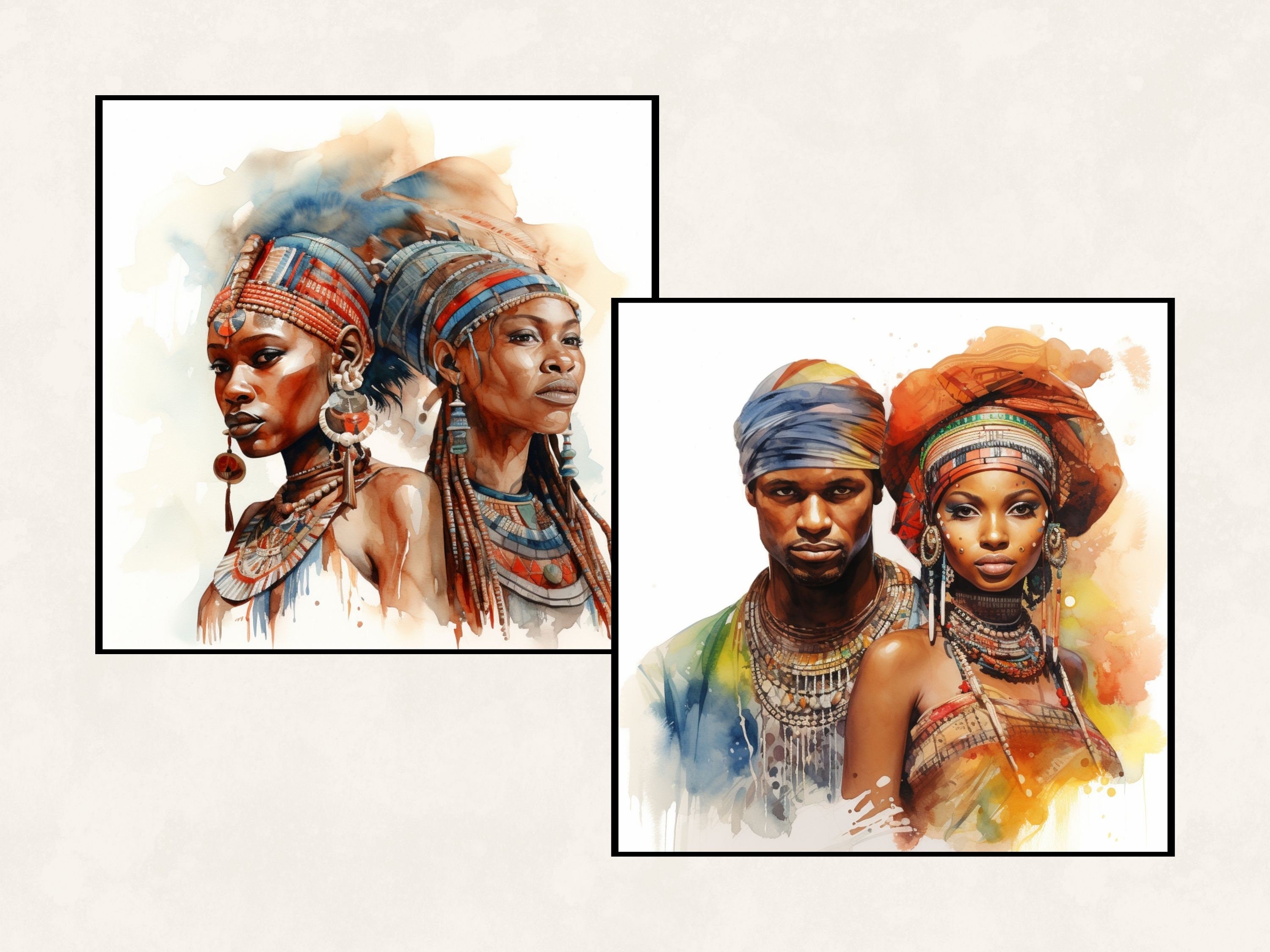 African Clipart Watercolor Figures Clipart Commercial Use - Etsy