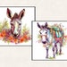 Retro Donkey Clipart Watercolor Illustration Commercial Use Digital ...