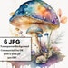 Magic Mushroom Print Art Commercial Use Watercolor Enchanted Key ...