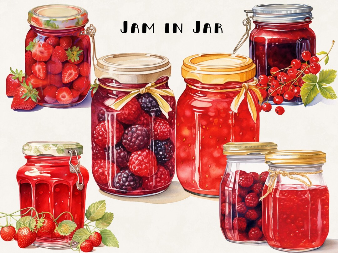 Fruit Jam in Jar Clipart Watercolor Illustration Farm Clipart ...