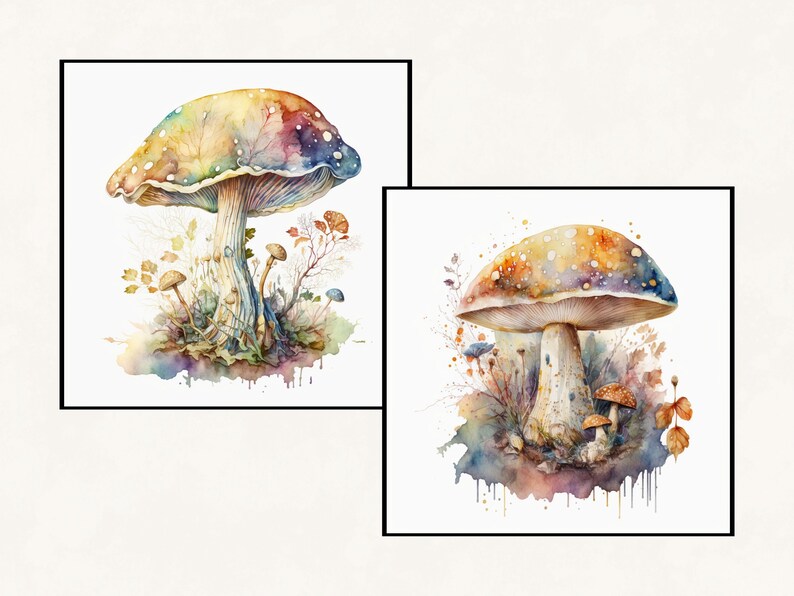 Magic Mushroom Print Art Commercial Use Watercolor Enchanted - Etsy