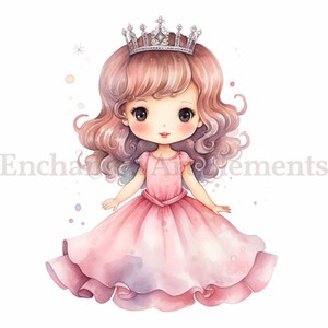 Cute Princess Clipart Watercolor Illustration Kids Clipart Commercial ...