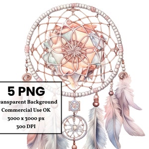 Boho Dream Catcher Clipart Bundle Commercial Use Watercolor Boho ...