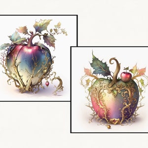 Enchanted Apple Print Art Commercial Use Watercolor Magic Poison Apple ...