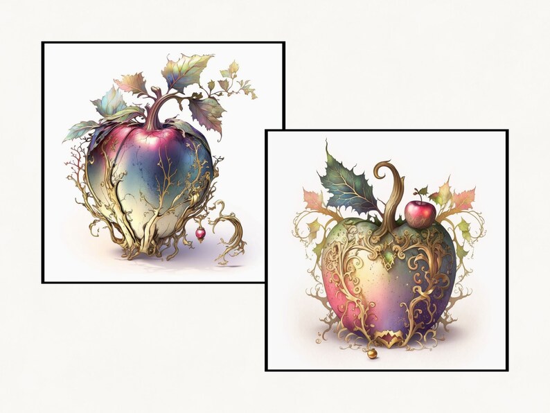 Enchanted Apple Print Art Commercial Use Watercolor Magic - Etsy