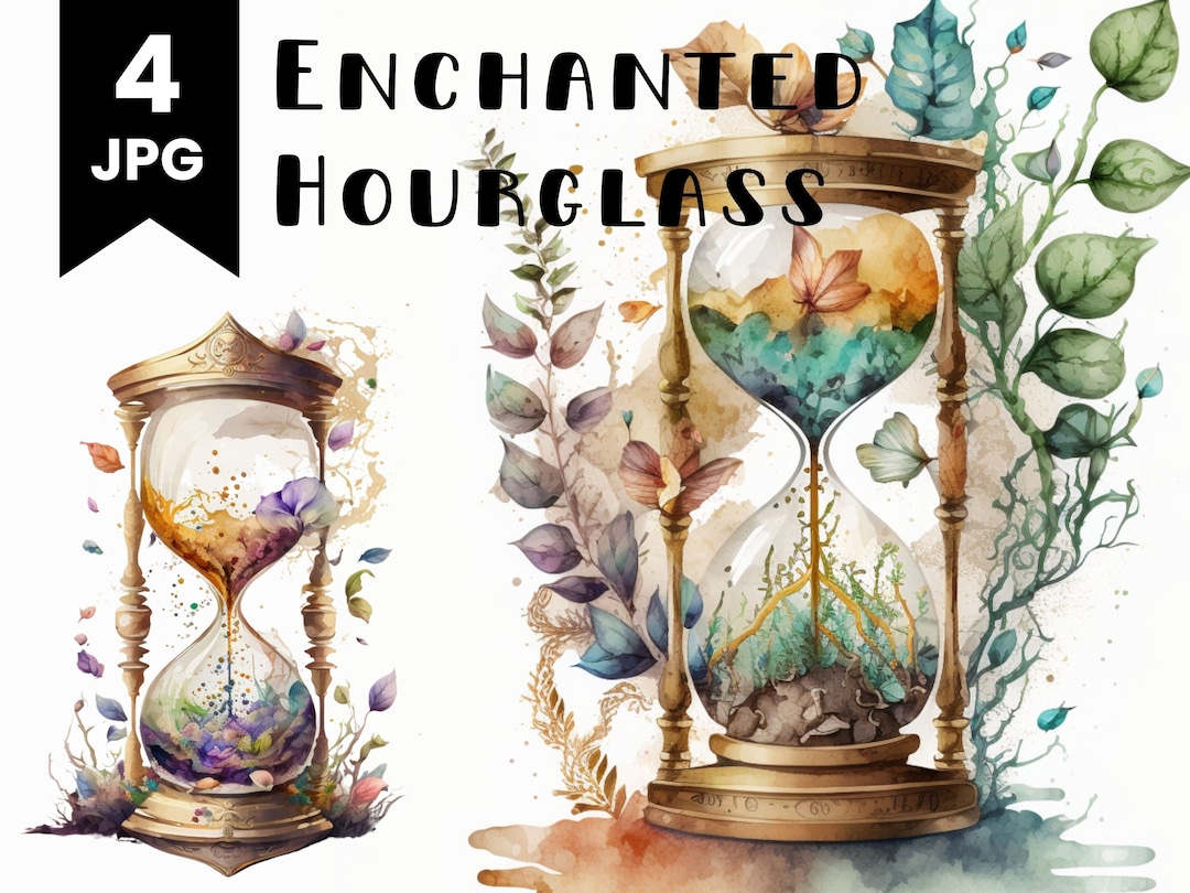 Magic Hourglass Clipart, Commercial Use, Watercolor Enchanted Hourglass ...