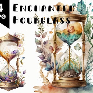 Magic Hourglass Clipart, Commercial Use, Watercolor Enchanted Hourglass ...