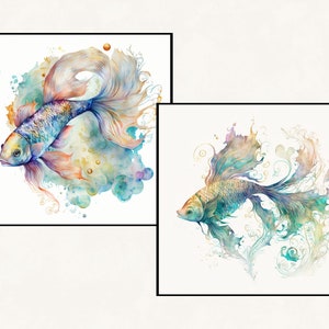 Magic Fish Clipart, Commercial Use, Watercolor Enchanted Fishes ...