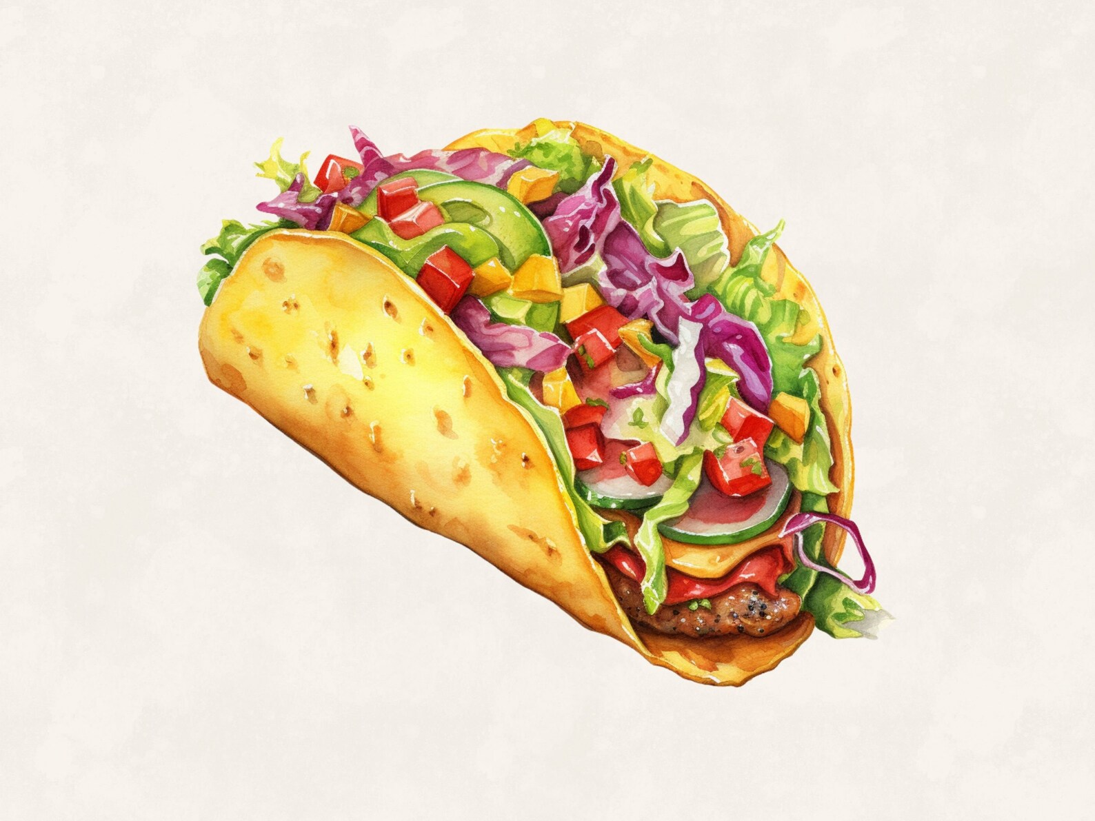 Taco Clipart Bundle Commercial Use Watercolor Taco Food - Etsy