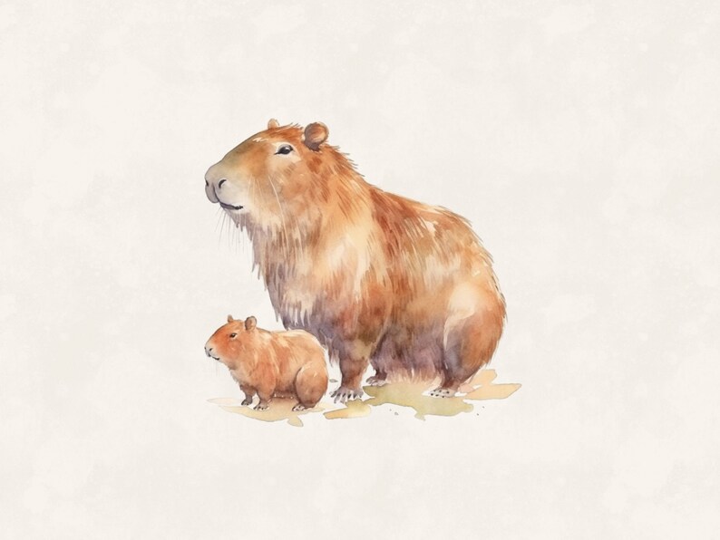 Capybara Clipart Bundle Commercial Use Watercolor Digital - Etsy