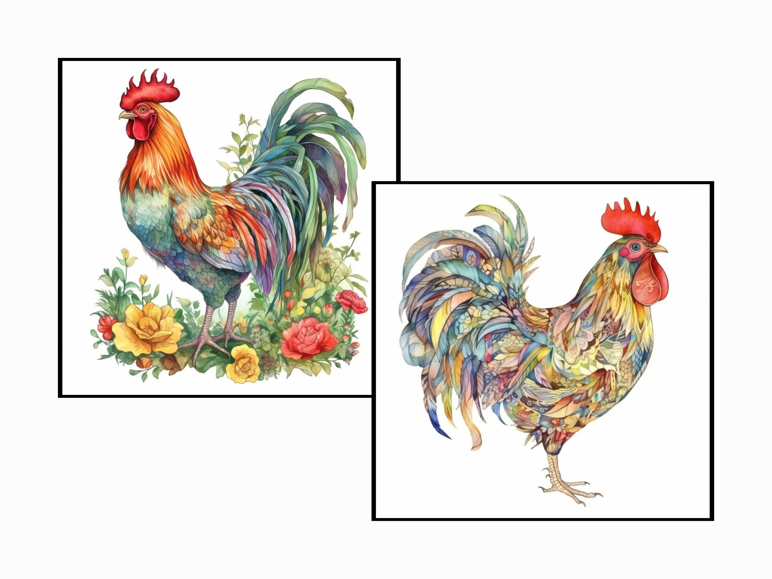 12 Boho Chicken Clipart Watercolor Illustration Commercial Use - Etsy ...