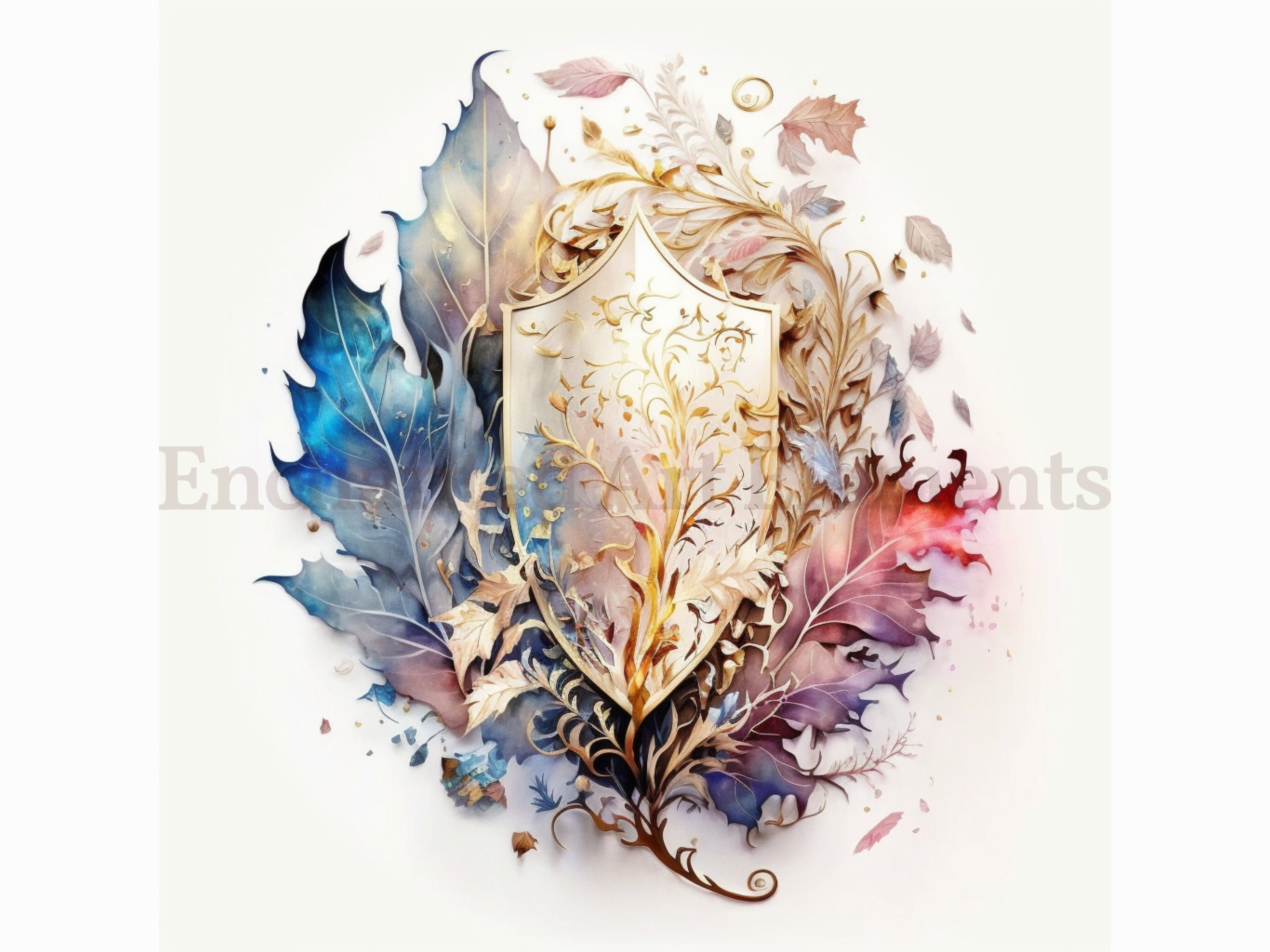 Enchanted Shield Clipart Watercolor Commercial Use Digital Design ...