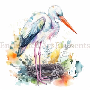 Stork Clipart Watercolor Illustration Animated Animals Nursery ...