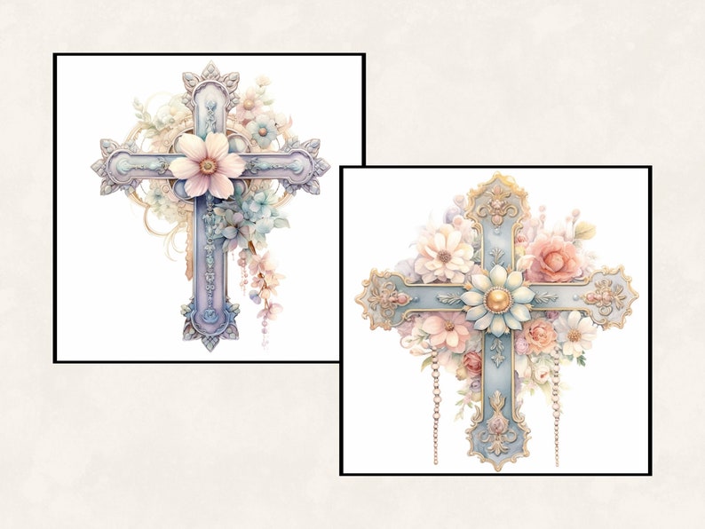 Pastel Cross Clipart Watercolor Illustration Commercial Use - Etsy