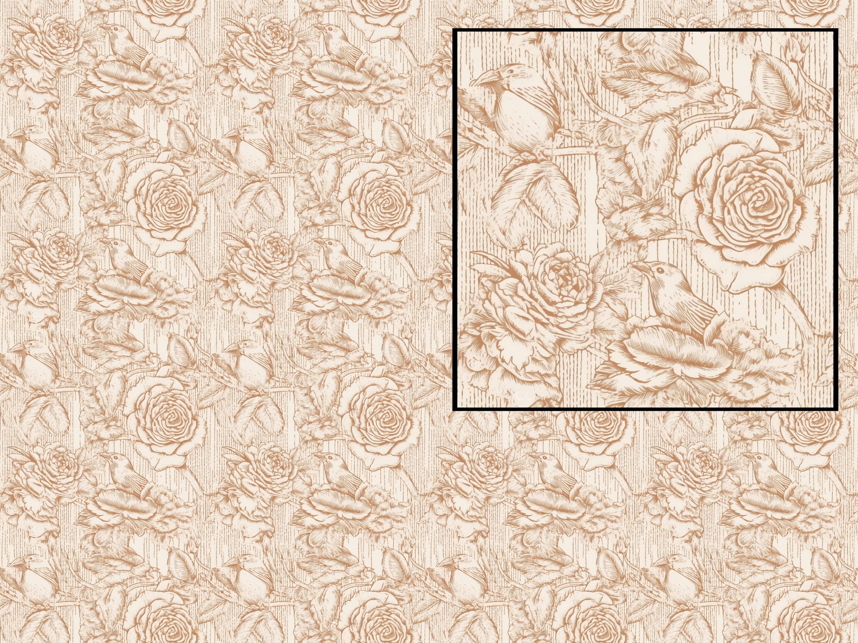 Floral Line Drawing Wallpaper Downloadable Paper for - Etsy