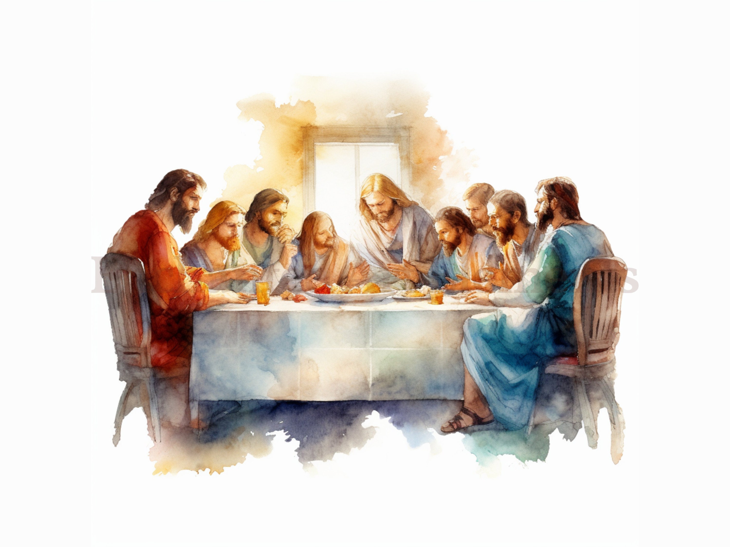Last Supper Clipart Watercolor Illustration Commercial Use - Etsy