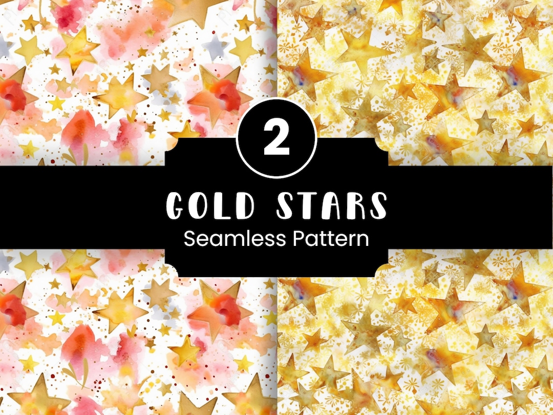 Gold Star Printable Paper for Commercial Use Watercolor Stars Paper ...