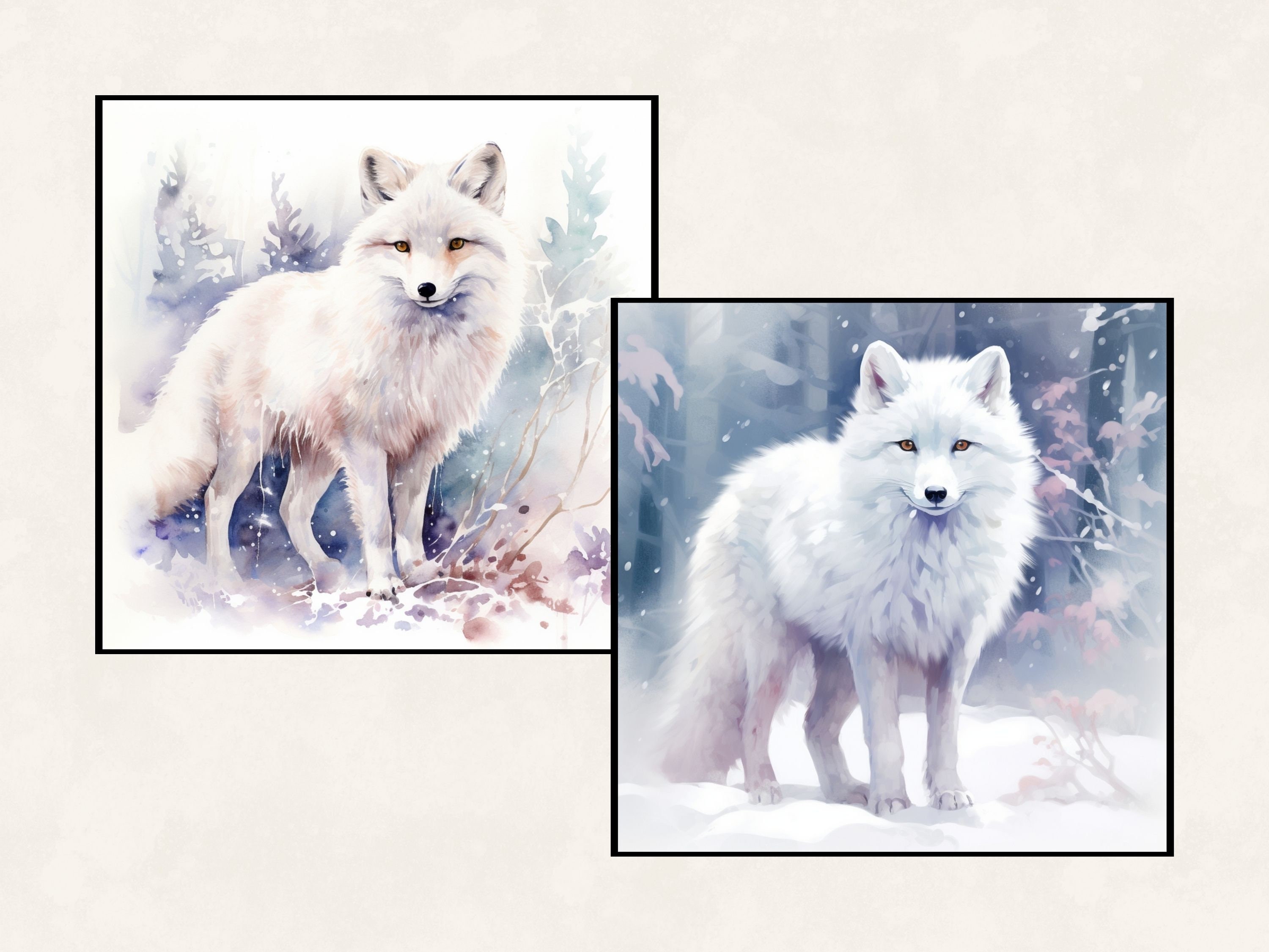 Arctic Fox Clipart Watercolor Illustration Winter Clipart - Etsy