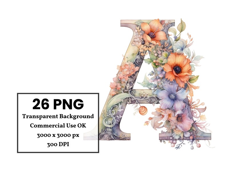 Vintage Alphabet Clipart Mega Bundle Pastel Watercolor - Etsy