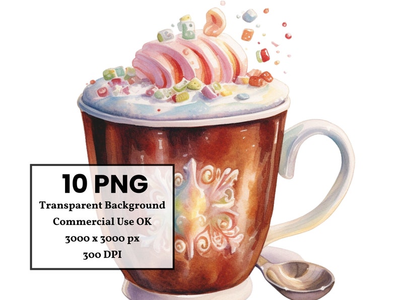 Hot Chocolate Clipart Watercolor Illustration Commercial Use - Etsy