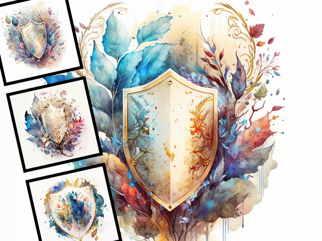Enchanted Shield Clipart Watercolor Commercial Use Digital Design ...