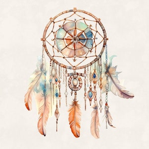 Boho Dream Catcher Clipart Bundle Commercial Use Watercolor Boho ...