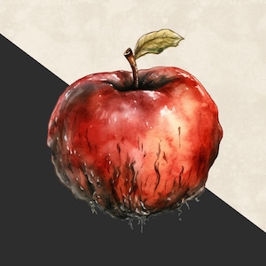 Rotten Apple Clipart Watercolor Illustration Commercial Use Digital ...