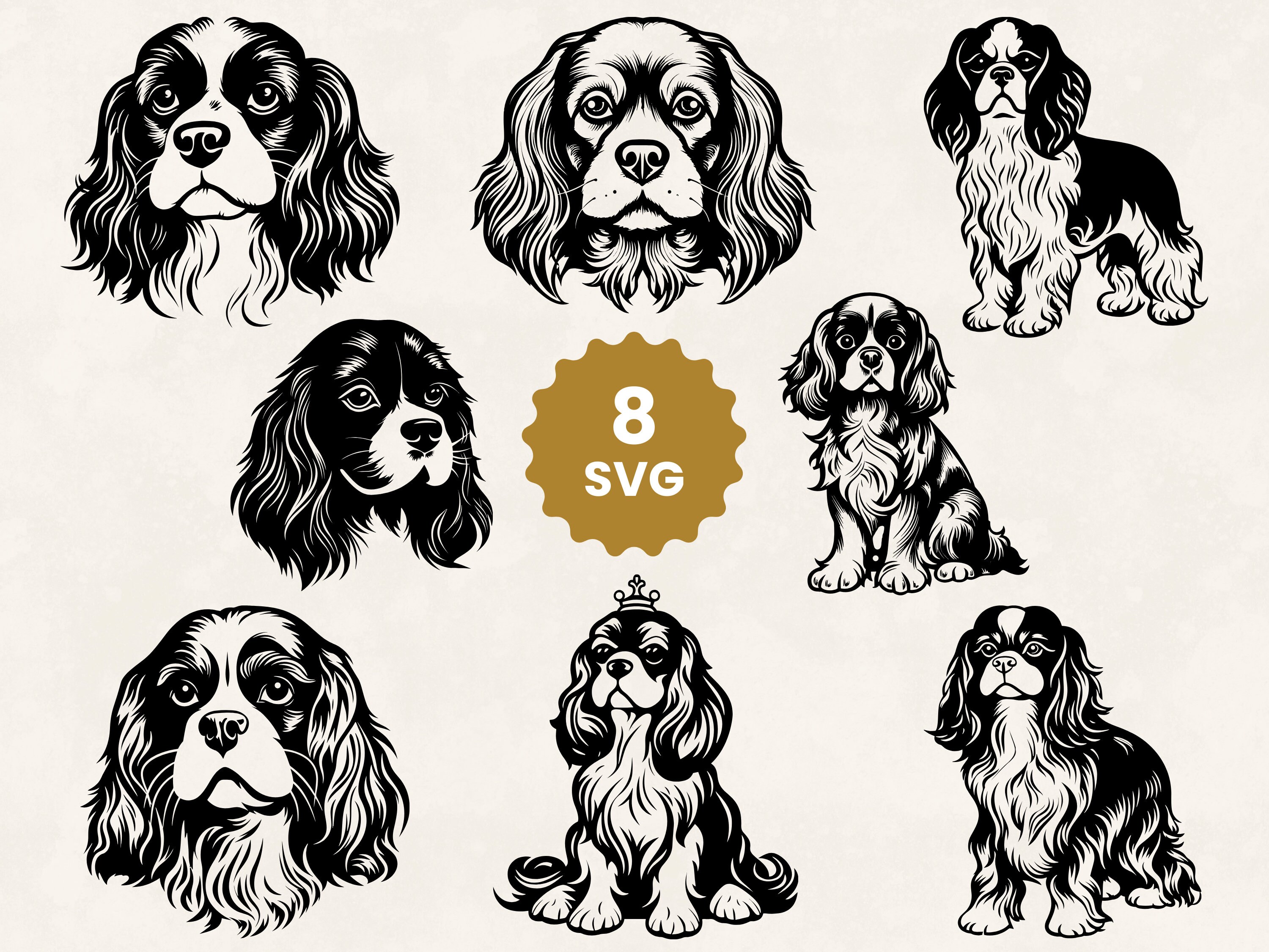 Cavalier King Charles Spaniel SVG Silhouette for Commercial Use, SVG ...