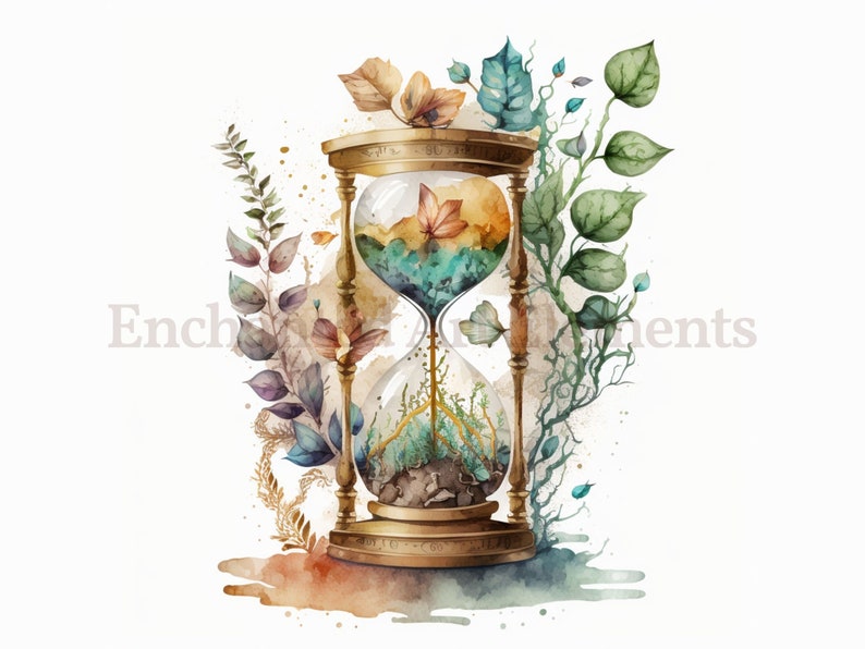 Magic Hourglass Clipart Commercial Use Watercolor Enchanted - Etsy