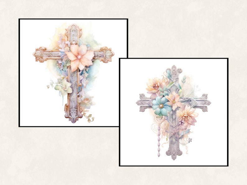 Pastel Cross Clipart Watercolor Illustration Commercial Use - Etsy